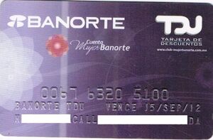 Tarjeta de Banco: Banorte (BaNorte, MéxicoCol:MX-GM-0110