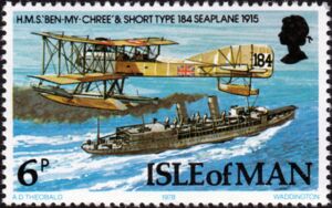Stamp: H.M.S. "Ben-MY-Chree"& Short Type 184 Seaplane 1915 (Isle of Man ...