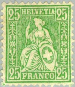 Stamp: Sitting Helvetia (Switzerland(Sitting Helvetia) Mi:CH 32b,Sn:CH ...