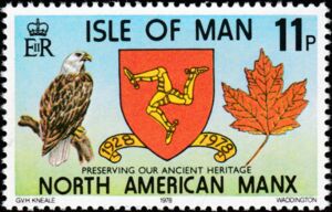 Stamp: Bald Eagle (Haliaeetus leucocephalus), Coat of Arms of Man ...