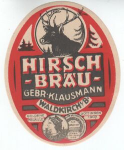 Drink Label: Hirschbräu (Hirschen Brauerei Waldkirch, Germany, Federal ...