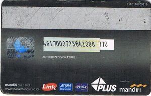 Bank Card: Mandiri Visa Platinum (Bank Mandiri, IndonesiaCol:ID-VI-0058.02