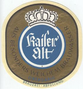 Drink Label: Kaiser Alt (Warsteiner Brauerei Haus Cramer KG, Germany ...