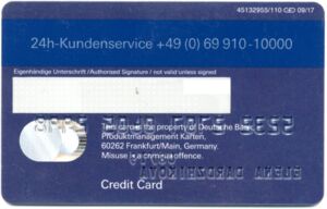 Bank Card: Deutsche Bank (Deutsche Bank, Germany, Federal RepublicCol ...