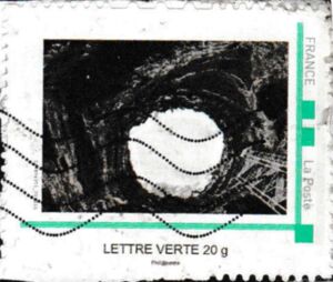 Stamp: Chasm. Gouffre de Padirac in black (France: Personalized stamps ...