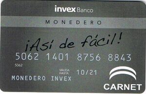Tarjeta de Banco: Monedero (Invex Banco, MéxicoCol:MX-GM-0112
