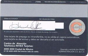 Tarjeta de Banco: Monedero (Invex Banco, MéxicoCol:MX-GM-0112