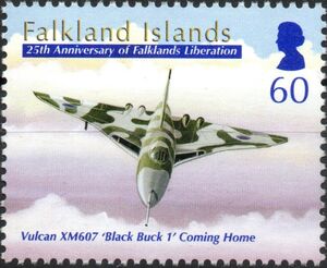 Stamp: Vulcan XM607 "Black Buck 1" Coming Home (Falkland Islands(End of ...