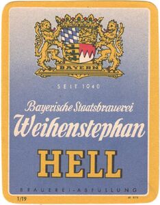Drink Label: Weihenstephan Hell (Bayerische Staatsbrauerei ...