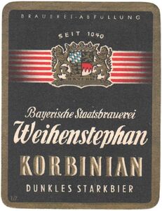 Drink Label: Weihenstephan Korbinian (Bayerische Staatsbrauerei ...