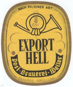 Drink Label: Post Brauerei Weiler Export Hell (Post Brauerei Weiler ...