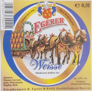 Drink Label: Egerer Weisse (Egererbräu Grossköllnbach, Germany, Federal ...
