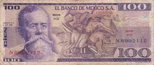 Banknote: 100 Pesos (Mexico(1969-1978 Issue) Wor:P-66b.10