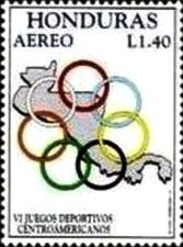 Stamp: Rings over map of Central America (Honduras(6th Central American ...