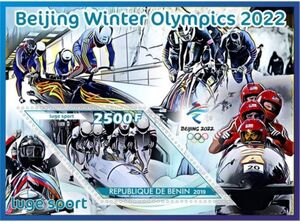 Stamp: Winter Olympic Games Beijing 2022 Luge sport (Benin: Illegal ...