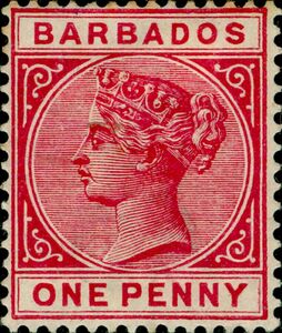 Stamp: Queen Victoria Side-Facing left (Barbados(Queen Victoria) Mi:BB ...