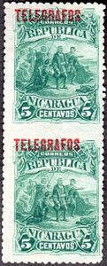 Stamp: Columbus (Overprinted) (Nicaragua(Columbus looks out for land ...