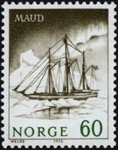 Stamp: Expedition ship "Maud" in front of iceberg (Norway(Polar ships ...