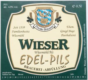 Drink Label: Wieser Edel-Pils (Brauerei Wieser, Germany, Federal ...