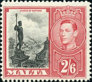 Stamp: Statue of Neptune (Malta(Definitives 1938-1943: King George VI ...