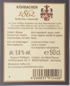 Drink Label: Kuhbacher 1862 (Brauerei Kuhbach, Germany, Federal ...