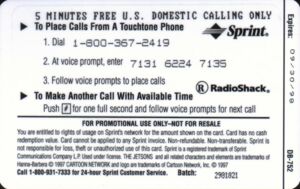 Phonecard: Cartoon Network - The Jetsons in Spaceship 5 Min. (Sprint ...