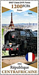 Stamp: SNCF Class 241P, France (Central African Republic(Steam Trains ...