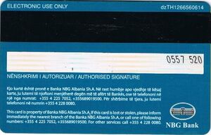 Bank Card: Visa Elektron (National Bank of Greece (Albania), AlbaniaCol ...