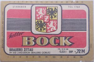 Drink Label: Bock-Heller (Brauerei Zittau im Veb Landkron Gorlitz ...