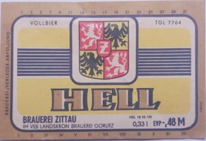 Drink Label: Hell (Brauerei Zittau im Veb Landkron Gorlitz, Germany ...
