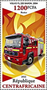 Stamp: Volvo FL220 Saxon (2004) (Central African Republic(Fire Engines ...