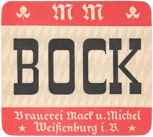 Drink Label: MM Bock (Brauerei Mack u. Michel, Weissenburg, Germany ...