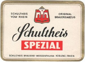 Drink Label: Schultheis Spezial (Schultheis Brauerei, Weissenthurm, Germany, Federal RepublicCol ...