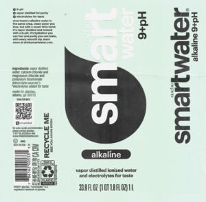 Drink Label: Glacéau Smart Water 9+PH Alkaline (Glacéau, United States ...