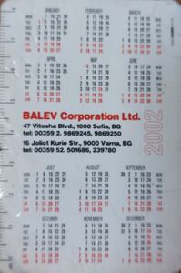 Pocket Calendar: Areon (Bulgaria(Advertising) Col:BUL-2002-Adv-003