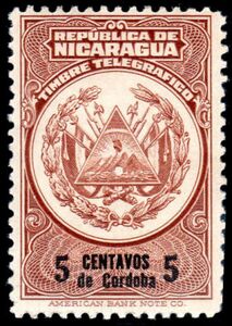Stamp: Coat of arms of Nicaragua (Nicaragua(Telegraphs - 1921 Coat of ...