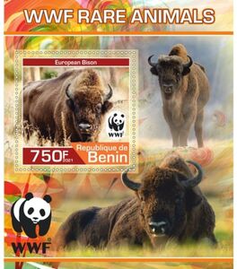 Stamp: WWF Rare animals - European Bison (Benin: Illegal Stamps(WWF ...
