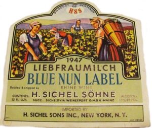 Drink Label: Blue Nun Label Liebfraumilch Rhine Wine (H. Sichel Söhne ...