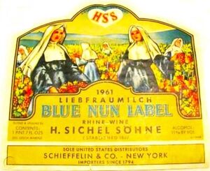 Drink Label: Blue Nun Label Liebfraumilch Rhine Wine (H. Sichel Söhne ...