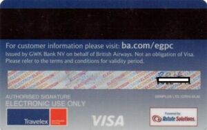Tarjeta de Banco: British Airways Debit card (GWK Bank NV, Países ...