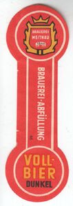 Drink Label: Weitnauer Vollbier dunkel (Brauerei Weitnau, Germany ...