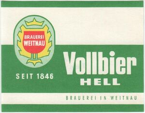 Drink Label: Weitnauer Vollbier hell (Brauerei Weitnau, Germany ...