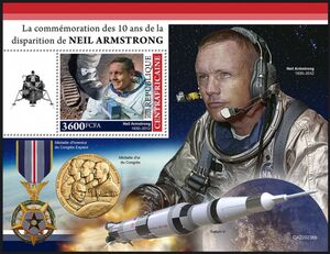 切手: 10th Memorial Anniversary of Neil Armstrong (中央アフリカ共和国(10th ...