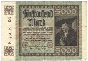 Banknote: 5,000 Mark (Germany(1922 4th Issue - Reichsbanknote, Republic ...