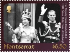 Stamp: Queen Elizabeth II and Prince Philip (Montserrat(65th ...