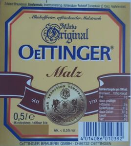 Drink Label: Oettinger Malz (Oettinger Brauerei GmbH, Germany, Federal ...