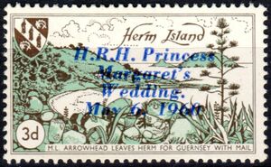 Stamp: Overprint: Princess Margaret's Wedding (Herm Island: Cinderella ...