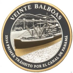 Moneda: 20 Balboas (1914 First Transit Through the Panama Canal ...