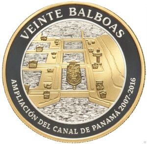 Moneda: 20 Balboas (2007-2016 Extension of the Canal) (Panamá(1903 ...