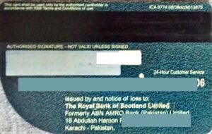 Bank Card: RBS Mastercard (RBS, PakistanCol:PK-MC-0012